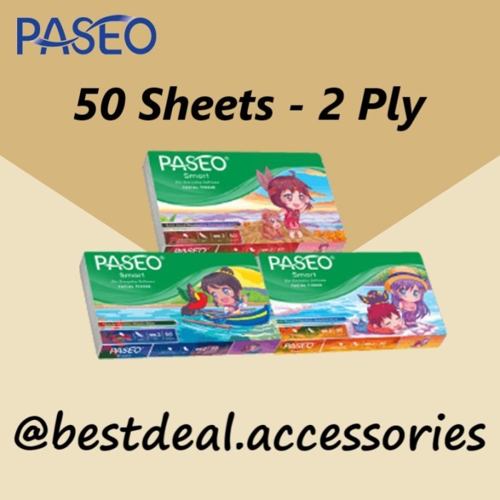Jual Paseo Smart Facial Travel Pack Tissue 50 Sheets - 2 Ply Travelpack ...