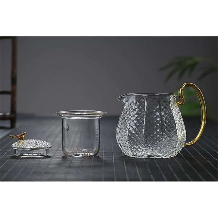 Jual SET TEKO KACA MINUM TEH DENGAN 4 GELAS BUMPY GLASS TEAPOT 4 CUPS ...