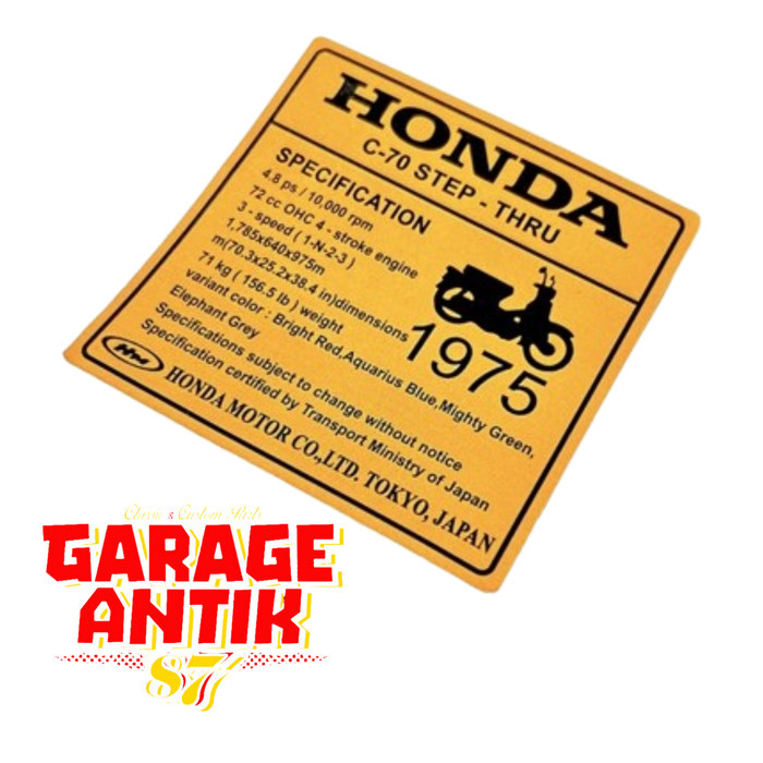 Jual Stiker Sticker Spesifikasi Sayap Legshield Tebeng Honda C70 Barang Langka | Shopee Indonesia