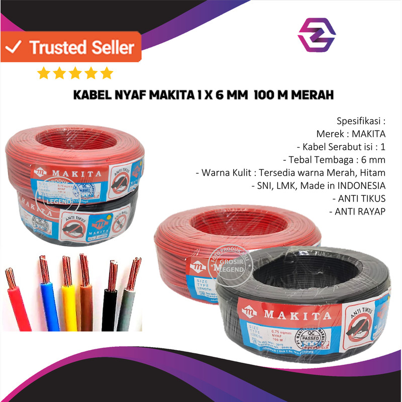 Jual KABEL NYAF 1X6 MAKITA 100M WARNA MERAH - SERABUT | Shopee Indonesia