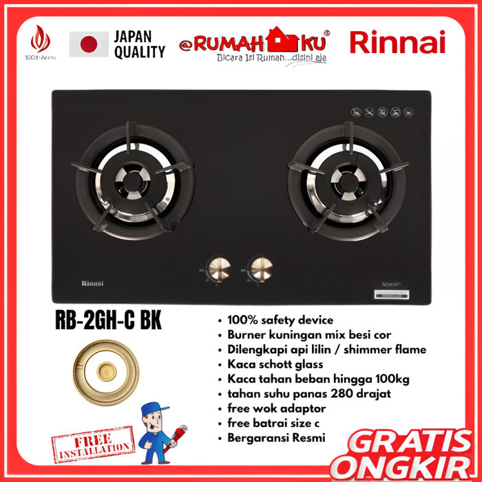 Jual KOMPOR GAS BUILT-IN RINNAI RB-2GH-C(BK) | Shopee Indonesia