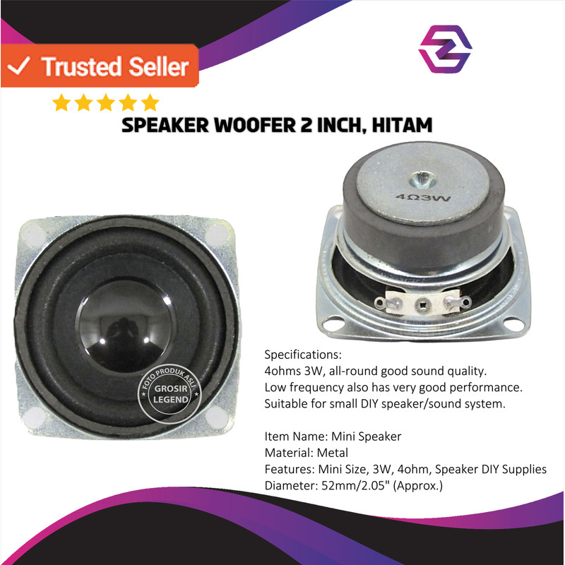 Jual Speaker Woofer 2 inch 4 ohm 3 Watt fullrange Hitam | Shopee Indonesia