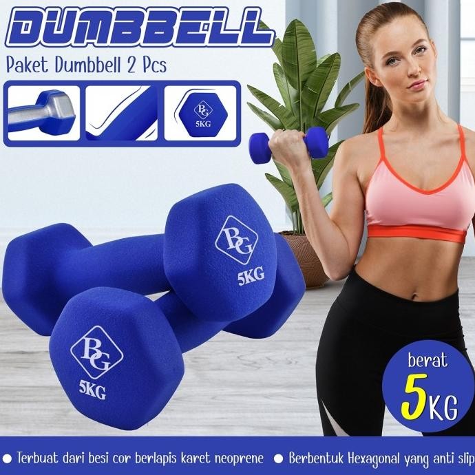 Jual BG SPORT SET DUMBBELL / BARBEL CAST IRON 5KG (2 Pcs) | Shopee Indonesia