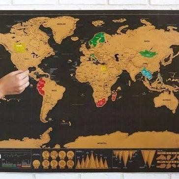 Jual Wallr Poster Peta Dunia World Map Hiasan Pajangan Dinding Kamar ...
