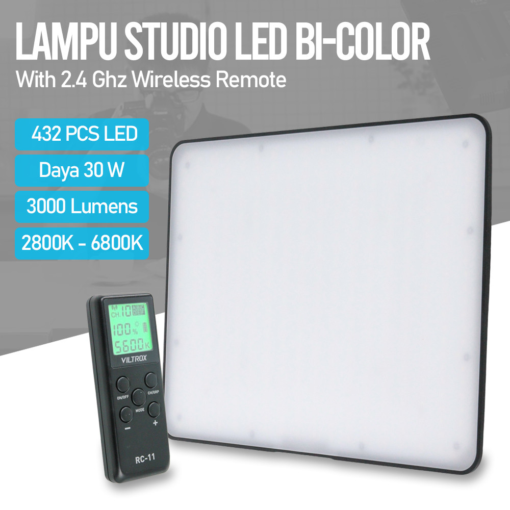 Jual Lampu Studio LED Bi-color Dimmable Lighting 30W with Remote - VL ...