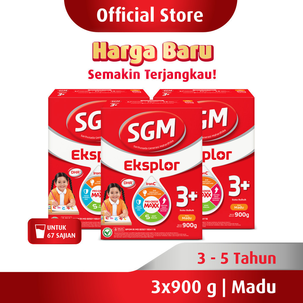 Jual SGM Eksplor 3+ dengan IronC Susu Bubuk Rasa Madu 900GR x 3 | Shopee Indonesia