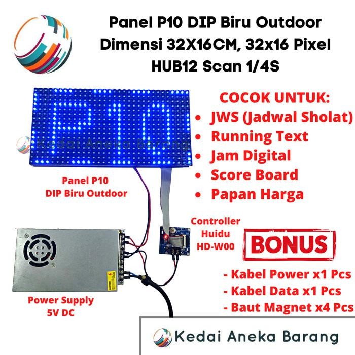 Jual Panel Module Modul LED P10 Running Text DIP Blue Biru Outdoor ...