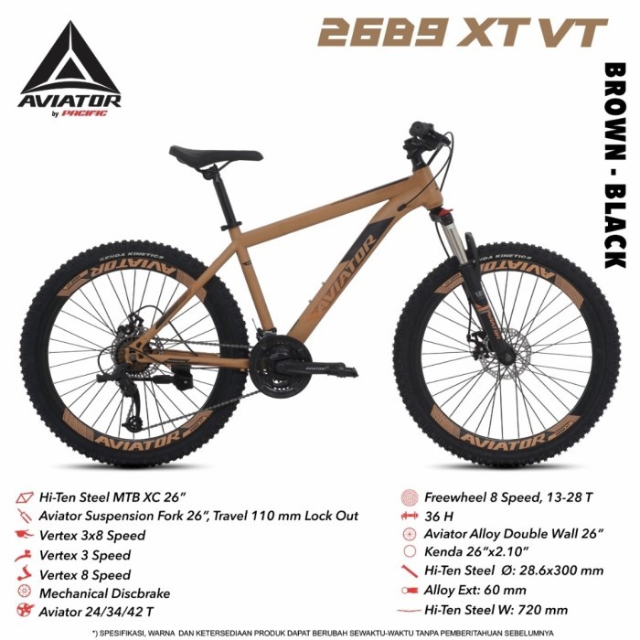 Jual Sepeda Gunung Mtb 26 Aviator 2689 Rs Velg Tinggi | Shopee Indonesia