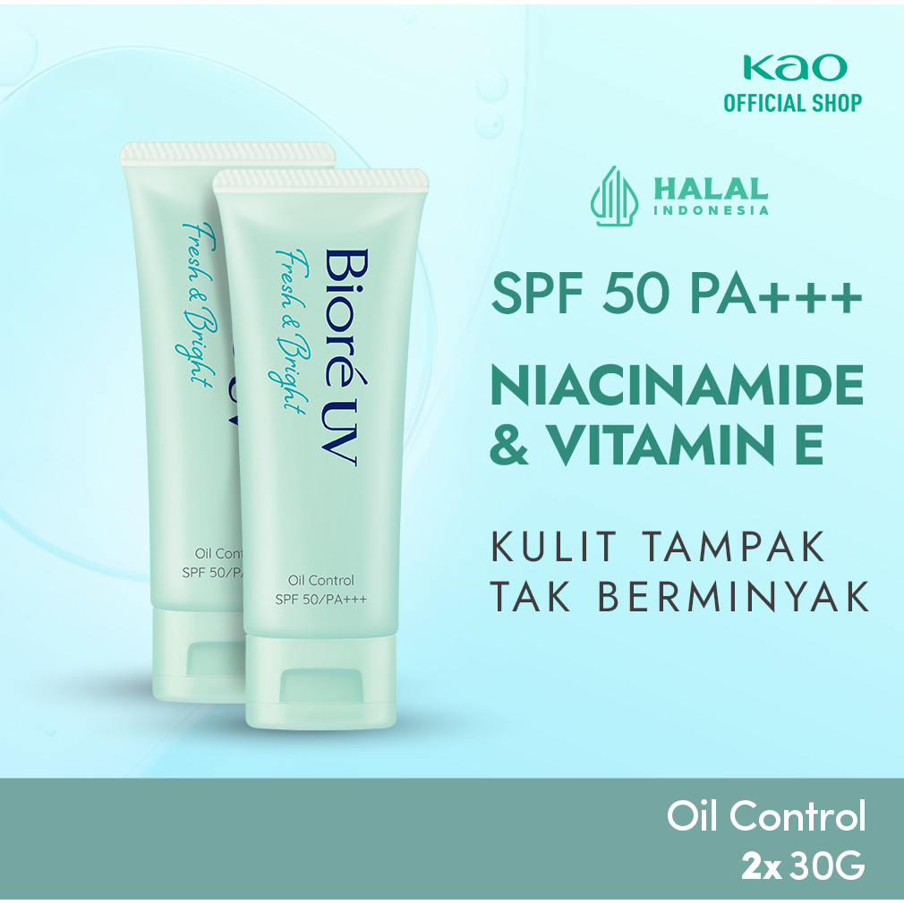 Jual Biore UV Fresh & Bright Oil Control Skin Care Sunscreen Sun screen Sunblock Cream SPF 50 PA ...