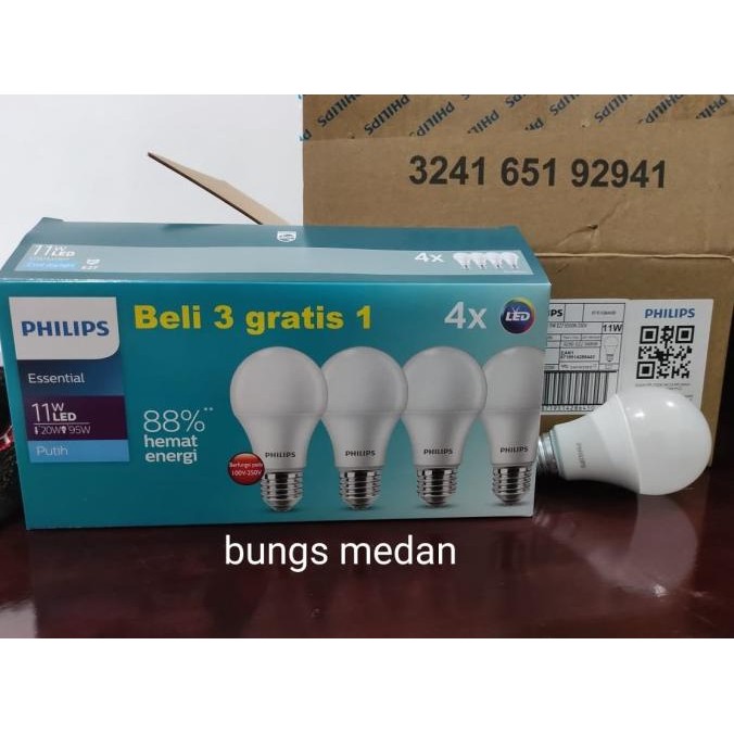 Jual HARGA DISC - LAMPU LED PHILIPS 11W BULB ESSENTIAL PUTIH 11 WATT 11 ...