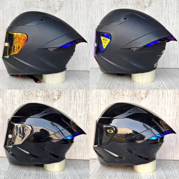 Jual HELM KYT TT COURSE SOLID BLACK DOFF/BLACK GLOSSY SPOILER 3D NORISK ...