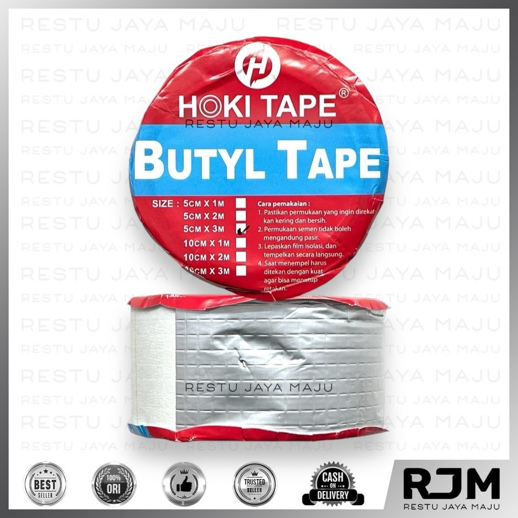Jual HOKI lem tambal talang butyl tape 5 cm x 3 m Genteng Asbes Lakban Anti Bocor Flinkote RJ RJ ...