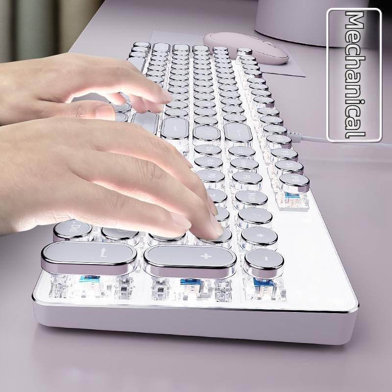 Jual Keyboard Mekanik Gaming Keyboard Berkabel Putih Biru Muda Merah ...