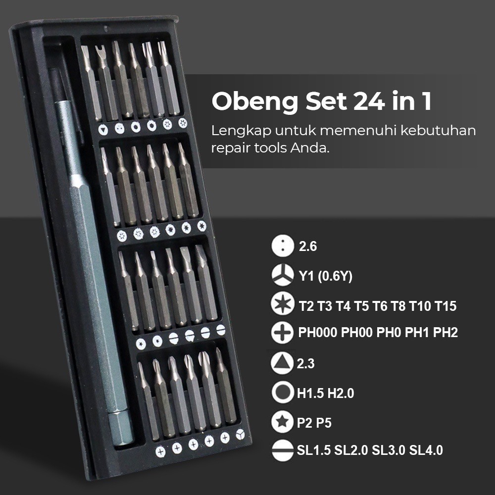 Jual Obeng HP Set 24 Premium Baut Obeng HP Obeng Laptop Obeng 24 In 1 ...