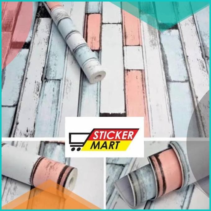 Jual Wallpaper Sticker Interior Cafe resto chic rustic kayu pastel ...