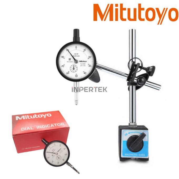 Jual Jual Paket Dial Indicator Mitutoyo 2046A + Magnetic Base Test ...