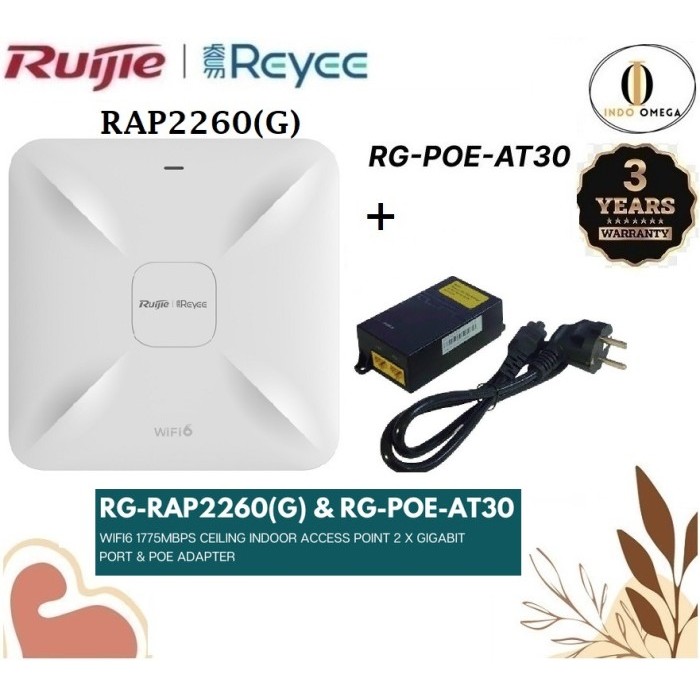 Jual RG-RAP2260G + POE ADAPTOR RUIJI WIFI 6 INDOOR ACCESS POINT RAP2260 ...