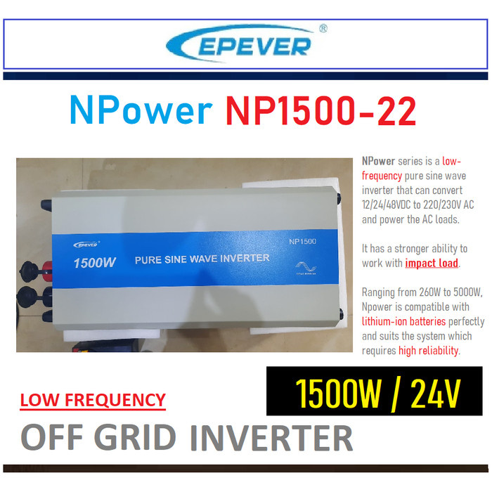 Jual EPEVER NP1500-22 24VDC 1500W LOW FREQUENCY TOROID INVERTER OFF ...