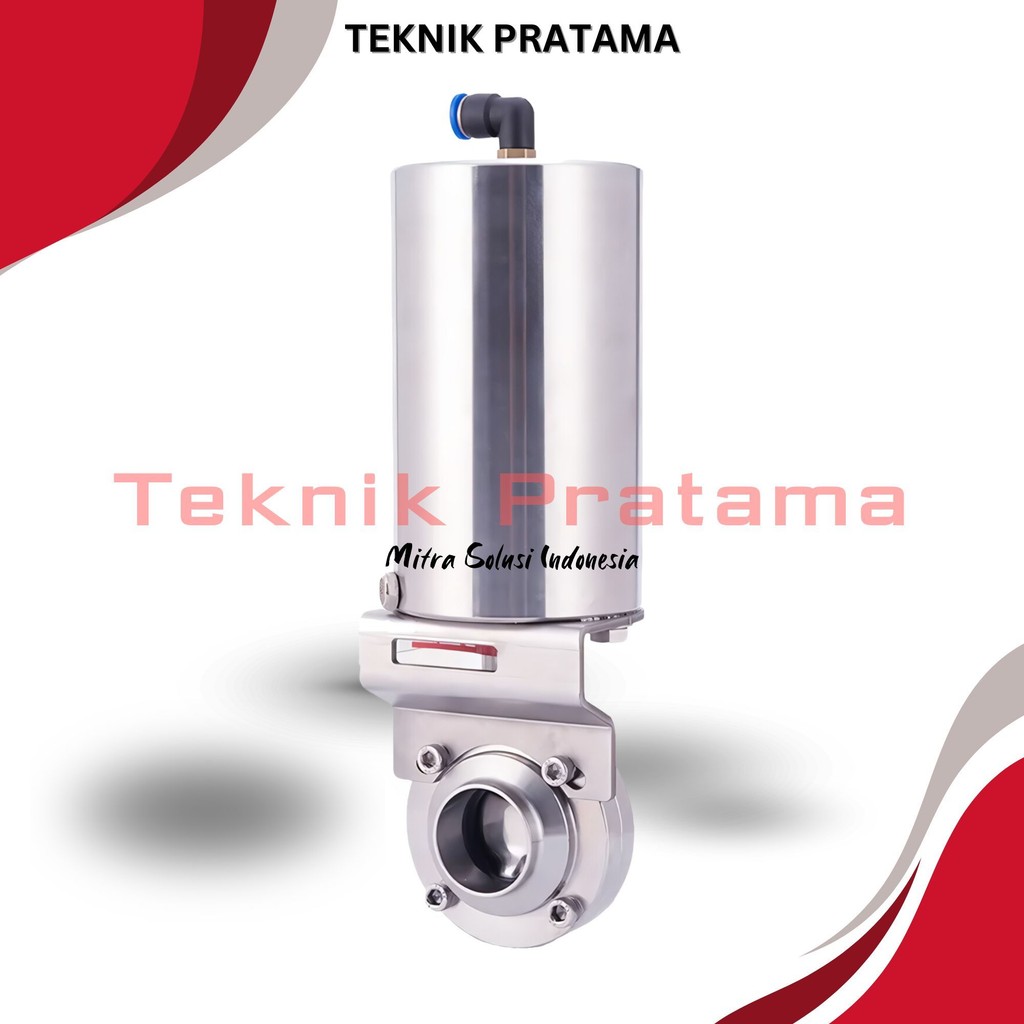 Jual 1" Butterfly Valve Sanitary SS 316L Welded Set Pneumatic Actuator Single Acting Size 1 ...