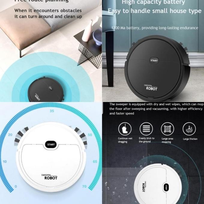 Jual VACUUM ROBOT 3 in 1 Sapu Pel Sedot Debu Lantai SMART SWEEPING ROBOT TMS | Shopee Indonesia
