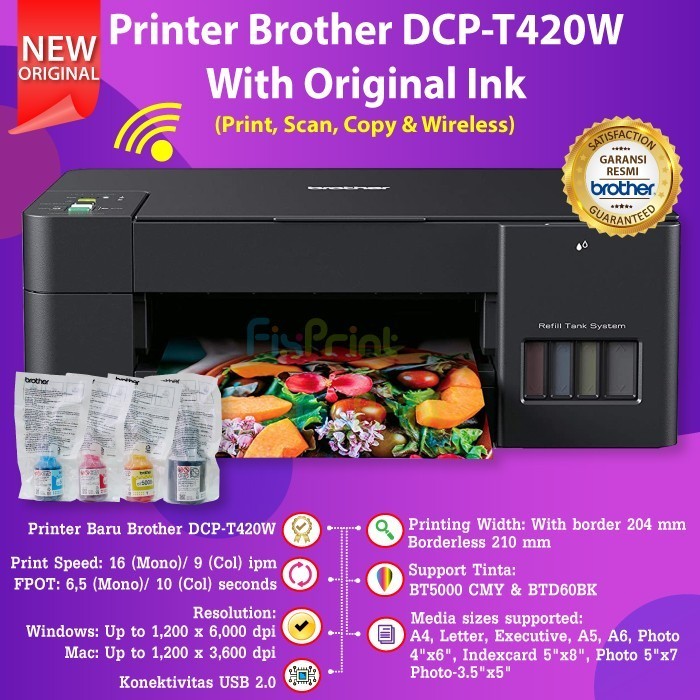 Jual Printer WiFi Brother DCP-T420W Wireless Print-Scan-Copy All in One | Shopee Indonesia