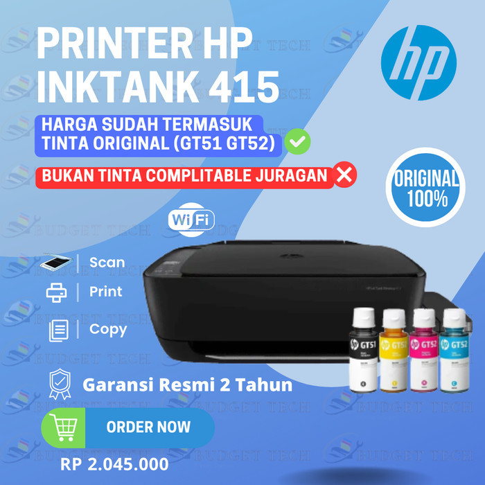 Jual HP Ink Tank Wireless 415 Printer All In One - Black | Shopee Indonesia
