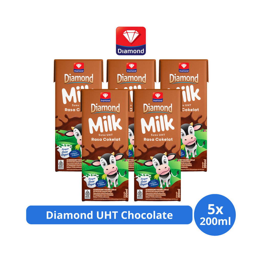 Jual Diamond Milk Susu UHT Chocolate 200ml x 5 pcs | Shopee Indonesia