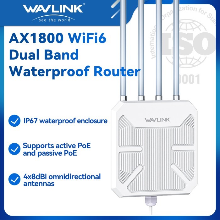 Jual WAVLINK AX1800 2.4G+5G WiFi 6 IP67 Router Jaring Luar Ruangan ...