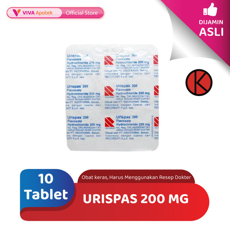 Jual Urispas 200 mg / Flavoxate / Radang Saluran Kemih (10 Tablet ...