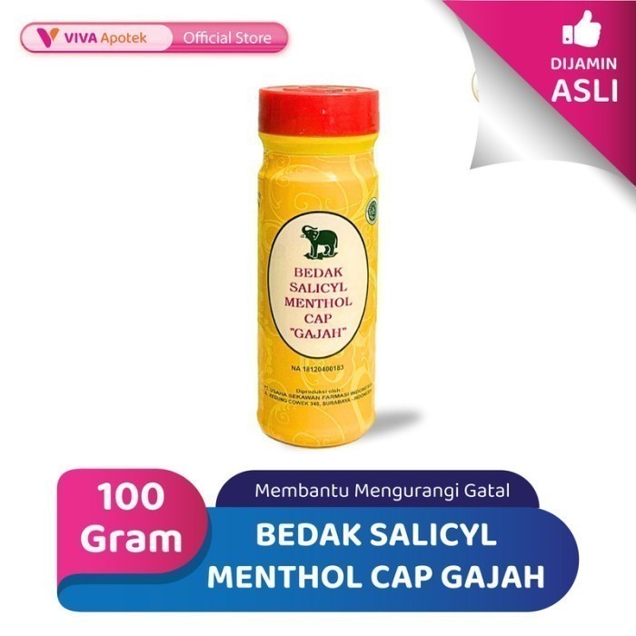 Jual Bedak Salicyl Menthol Cap Gajah Gatal & Biang Keringat (100 Gram ...