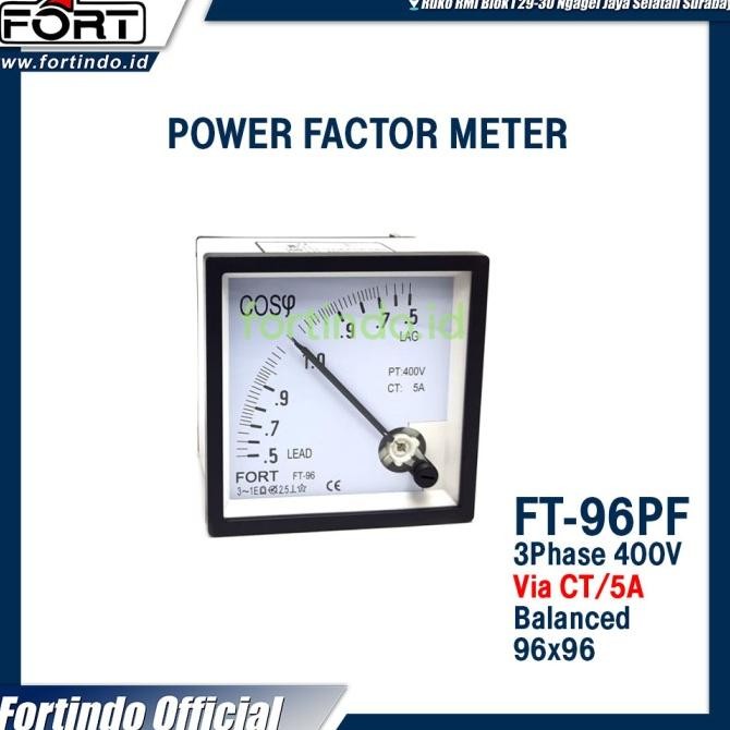Jual POWER FACTOR METER CLASS 1.5 FT-96PF COS PHI FORT ORIGINAL DAN ...