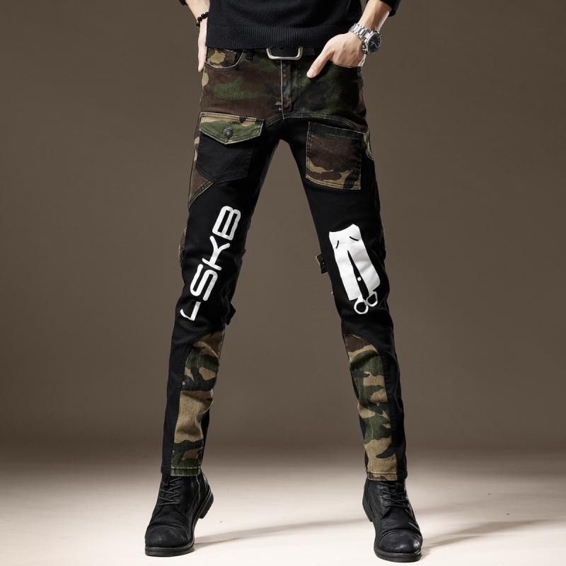 Jual Jeans Kamuflase Pria, Gaya Amerika Pribadi Ramping Pas Badan ...