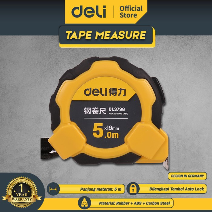 Jual Deli Tape Measure / Meteran Bahan Karet ABS Akurat Auto Lock ...