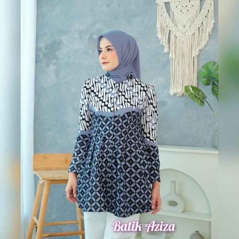 Jual ad-77 Tunik Batik Wanita Modern Motif ParangAyu by Batik Aziza ...