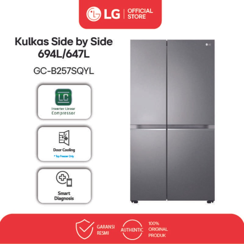 Jual LG Kulkas Side By Side 694Gross / 647L Nett Smart Inverter Compressor & Pintu UltraSleek GC ...