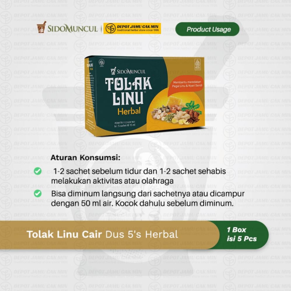 Jual Tolak Linu Cair Dus Isi 5'S Herbal Alami - Pegal Linu Nyeri Sendi ...