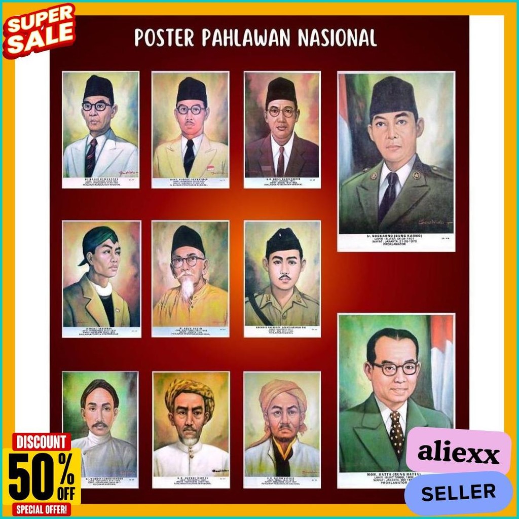 Jual Poster Pahlawan Nasional Dan Garuda Pancasila A4 (Lagi Viral ...