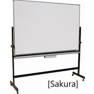 Jual Papan tulis / Whiteboard Magnetic tiang + Roda 2 Sisi Sakura TL ...