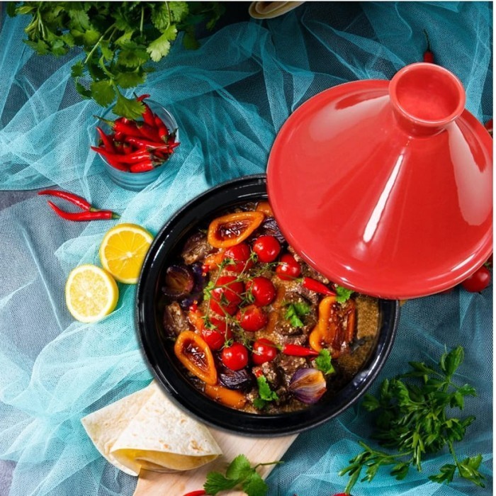 Jual Ready stock] Moroccan Tagine, Enameled Cast Iron Cooking Pot ...