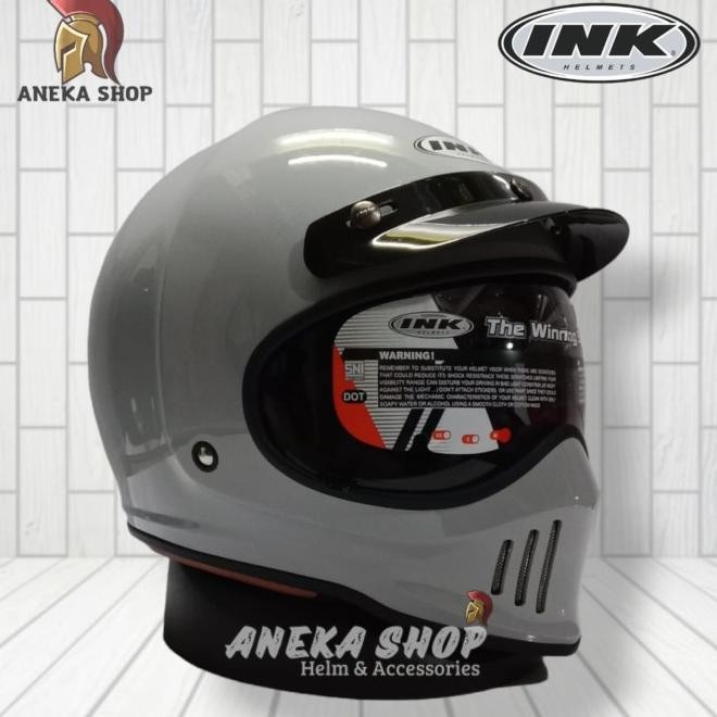 Jual Helm Ink Trooper Solid Asphalt Grey | Single Visor | Retro Cakil ...