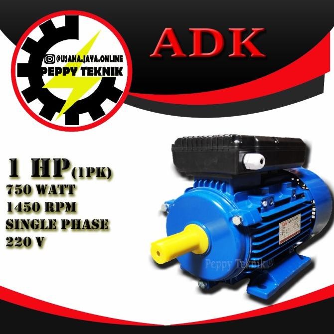 Jual DINAMO /MOTOR LISTRIK ADK 1 HP (0.75KW) 1500RPM 1PHASE 220V | Shopee Indonesia