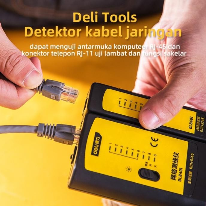 Jual Deli Lan Tester / Alat Tes Kabel Internet Rj11 Rj45 Akurat Dl8401 ...