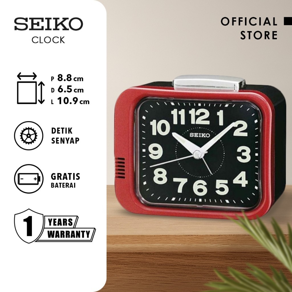 Jual Jam Weker Beker Seiko QHK028R Detik Senyap Black Dial Original ...