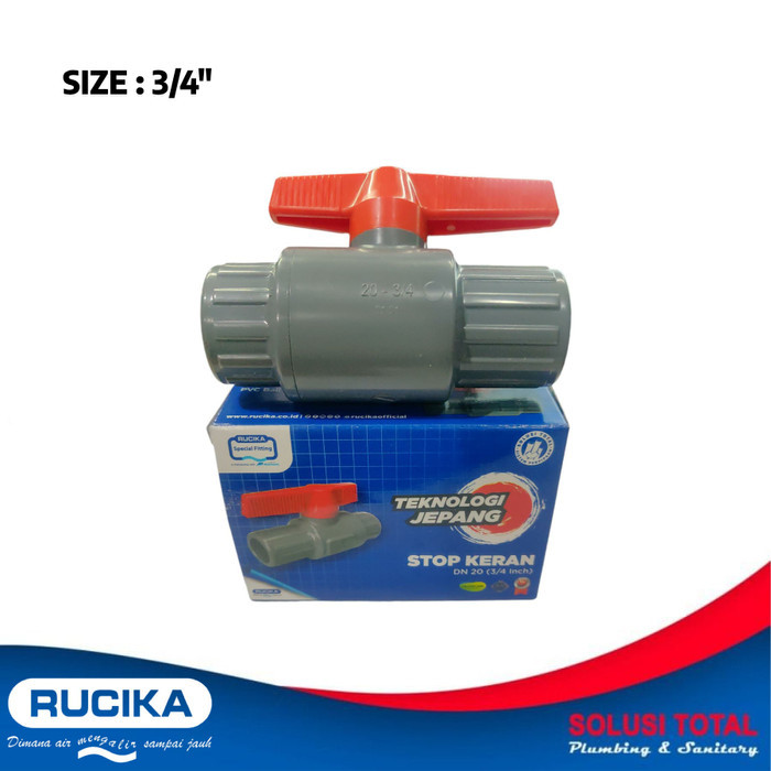 Jual PVC Ball Valve RUCIKA 3/4 Inch DN 20 Polos Stop Kran PVC 3/4 ...
