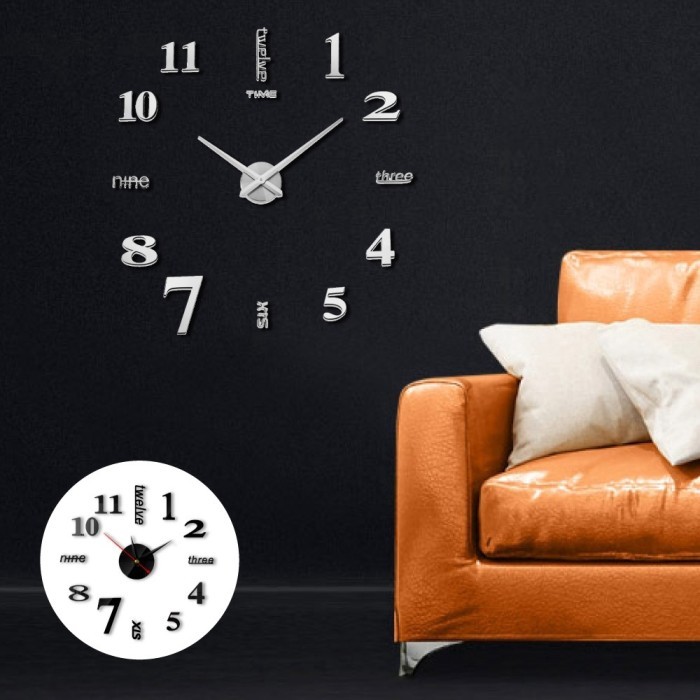 Jual Ready DIY Large Wall Clock Luxury 3D Mirror Surface Sticker Home ...