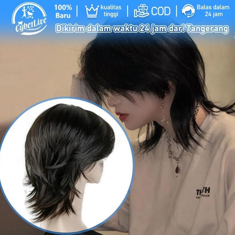 Jual Wig Pria Mullet Panjang Kuncir Rambut Palsu Cowok Rambut Pria ...