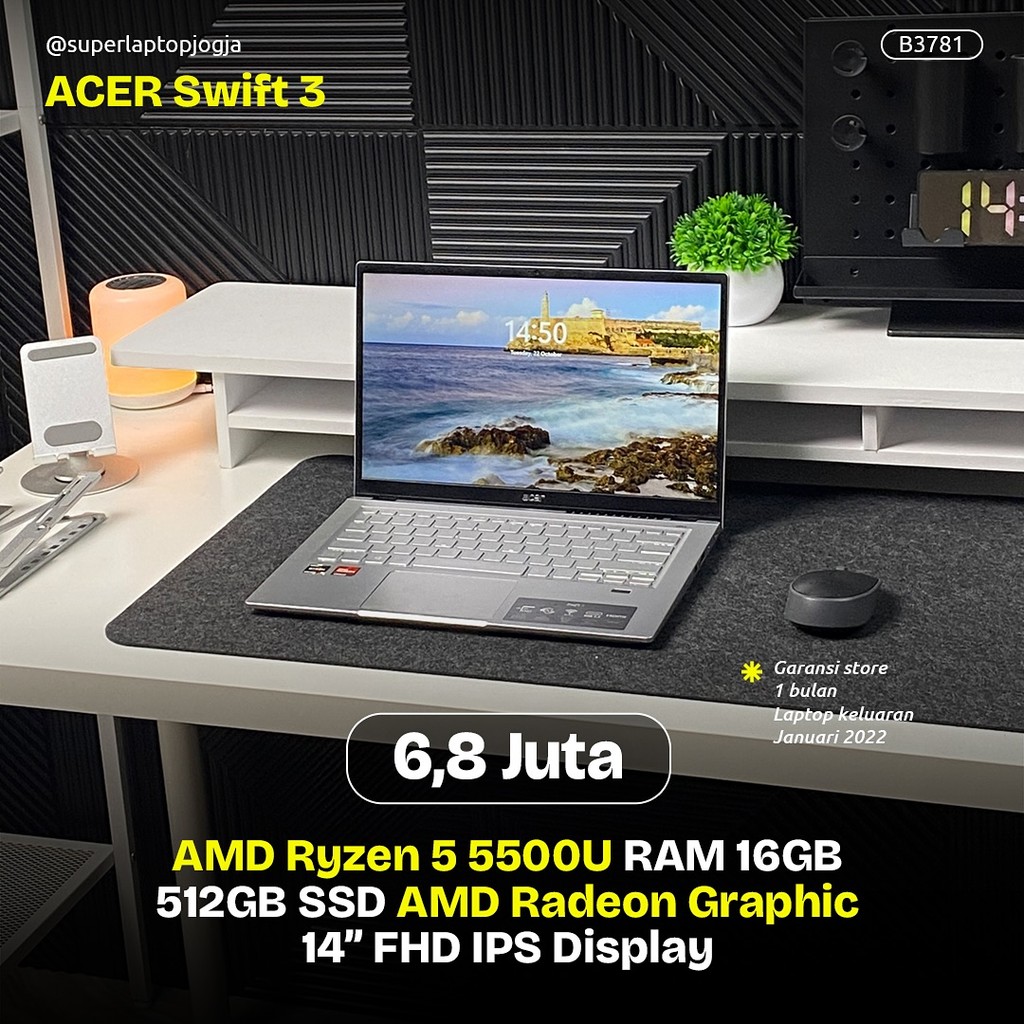 Jual ACER Swift 3 ryzen 5 5500u ram 16gb ssd 512gb | Shopee Indonesia