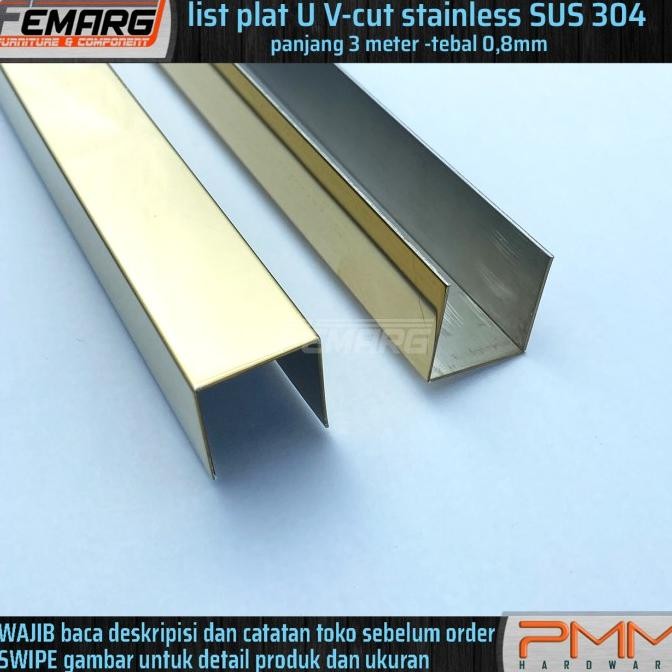 Jual List Plat U Stainless Sus 304 Femarg | Mirror Hairline Sus 304 ...