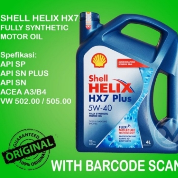 Jual Shell Helix Hx7 -5W-40/ Scene Barcode Original Fullsintetis Harga ...