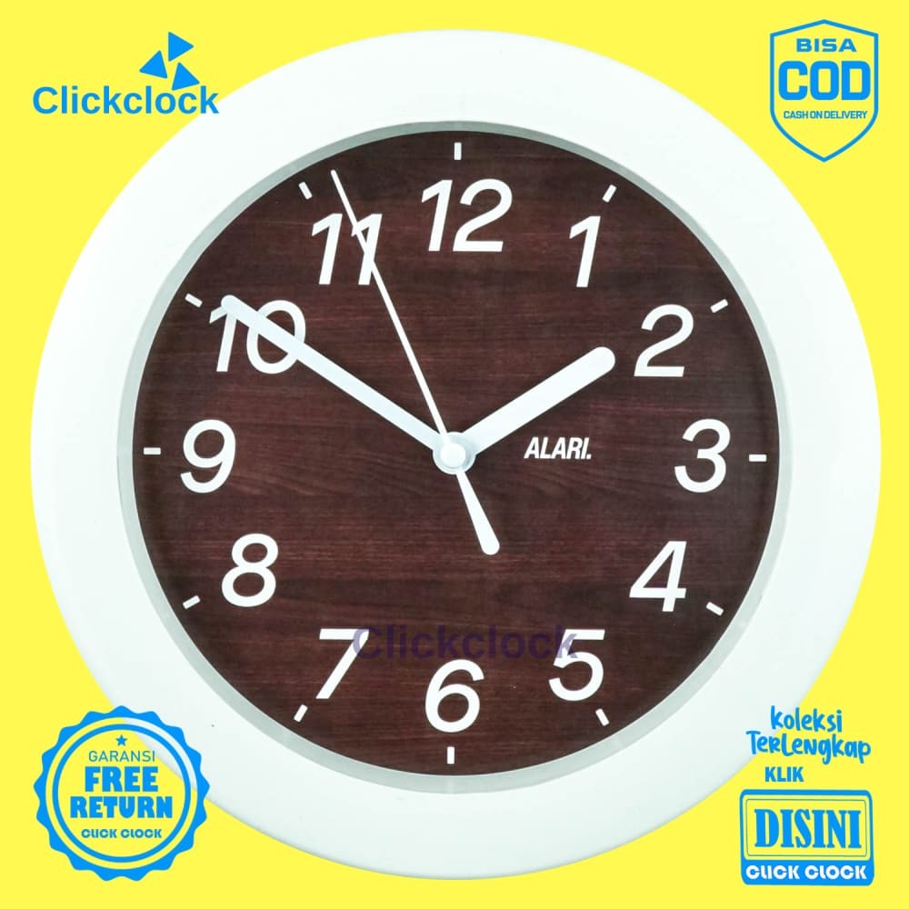 Jual Jam Dinding Quartz Minimalis Wooden Minimalis Coklat Tua AL8005 ...